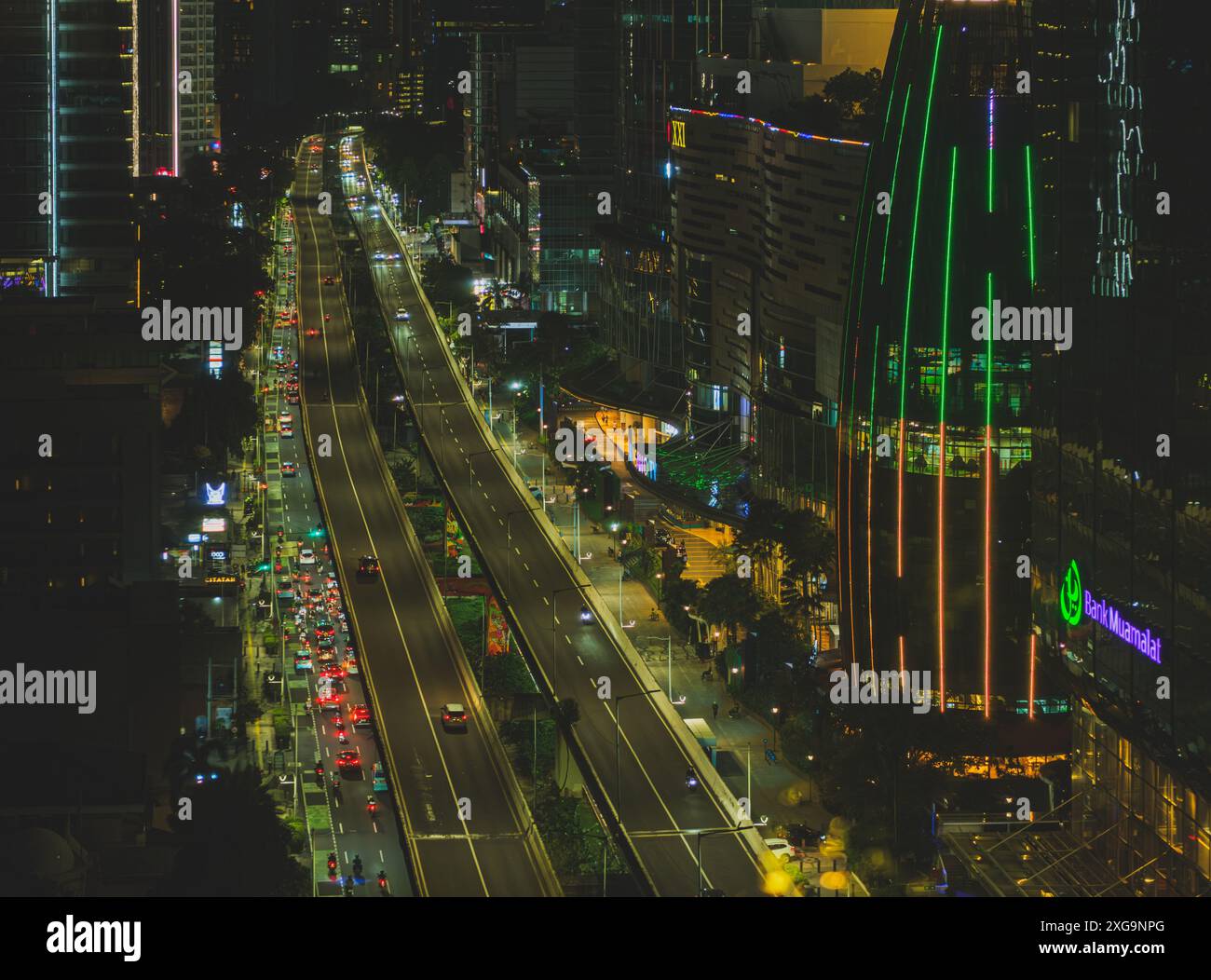 Jakarta, Indonesia - May 12th, 2024.This photo offers a bird's-eye view of a busy Jakarta ...