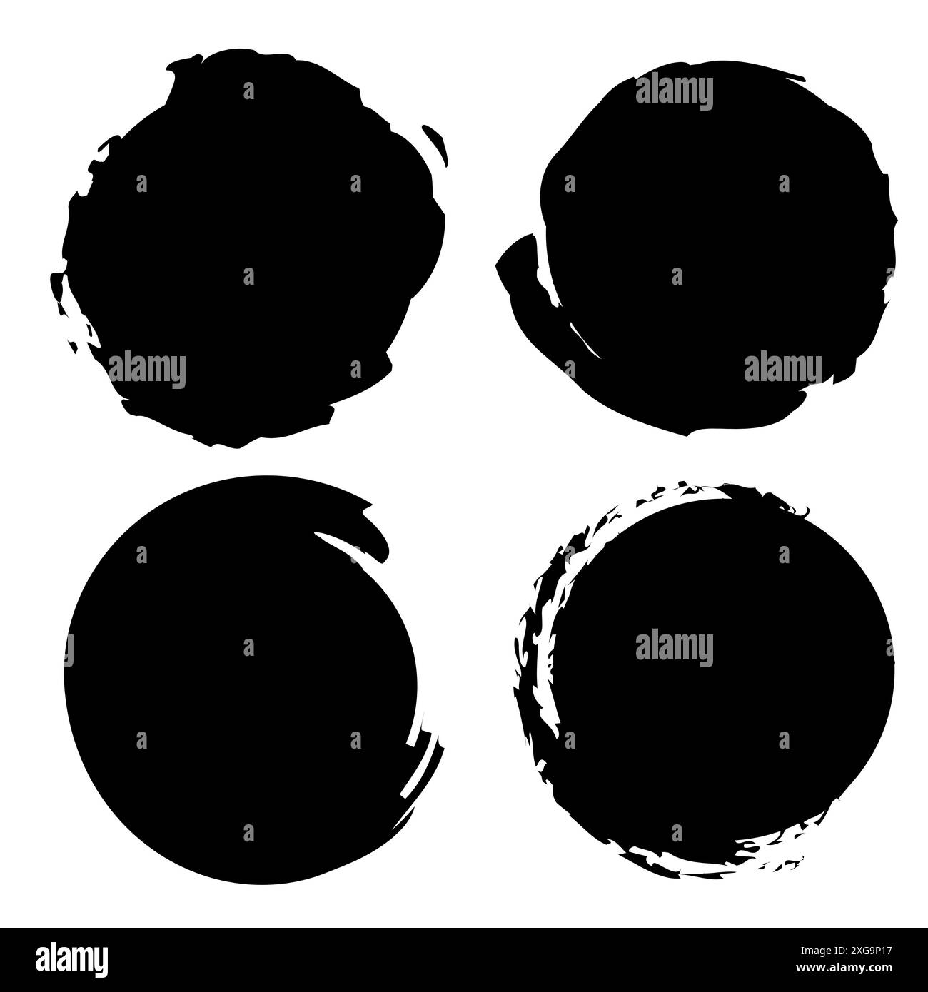 Black ink circles. Abstract brush strokes. Artistic round shapes ...