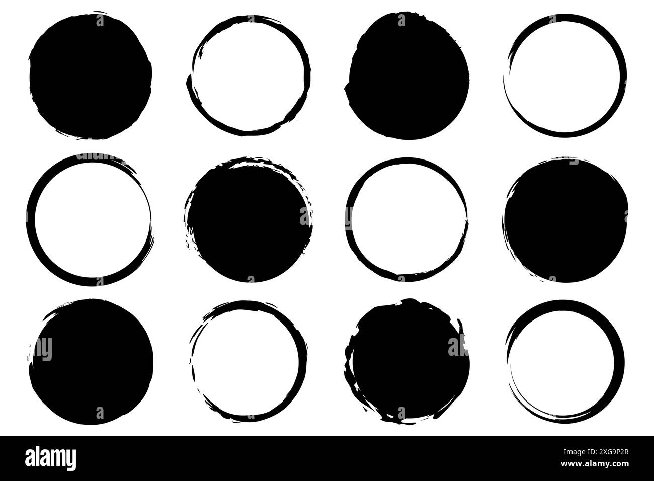 Hand drawn ink circles. Abstract brush strokes. Artistic round shapes ...