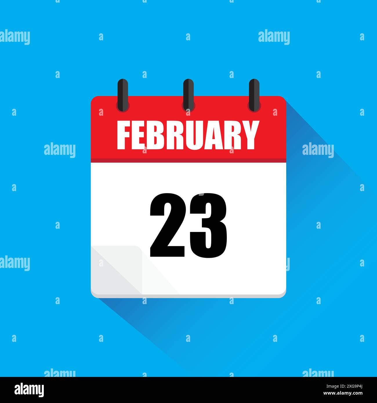 February calendar icon. Date 23 vector. Date twenty three. Flat design ...