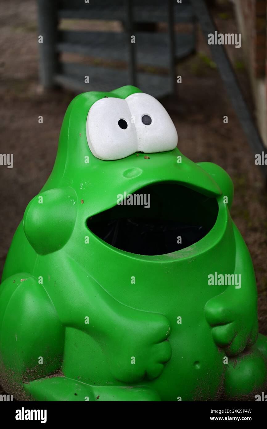A trash can at the animal- and play park outside of Helsingborg, Sweden ...