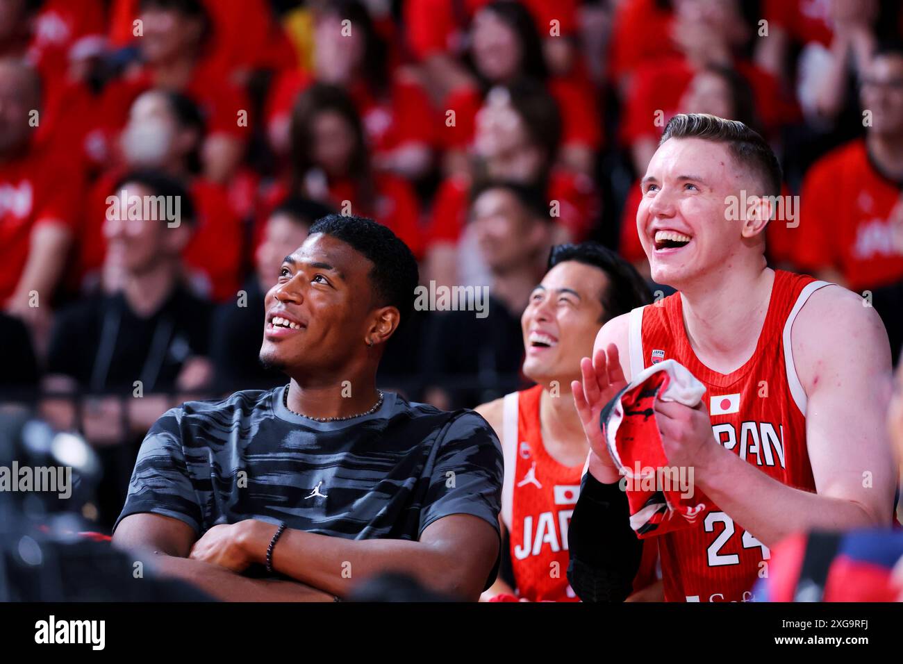 Tokyo, Japan. 7th July, 2024. (L-R) Rui Hachimura, Yuki Togashi, Josh ...