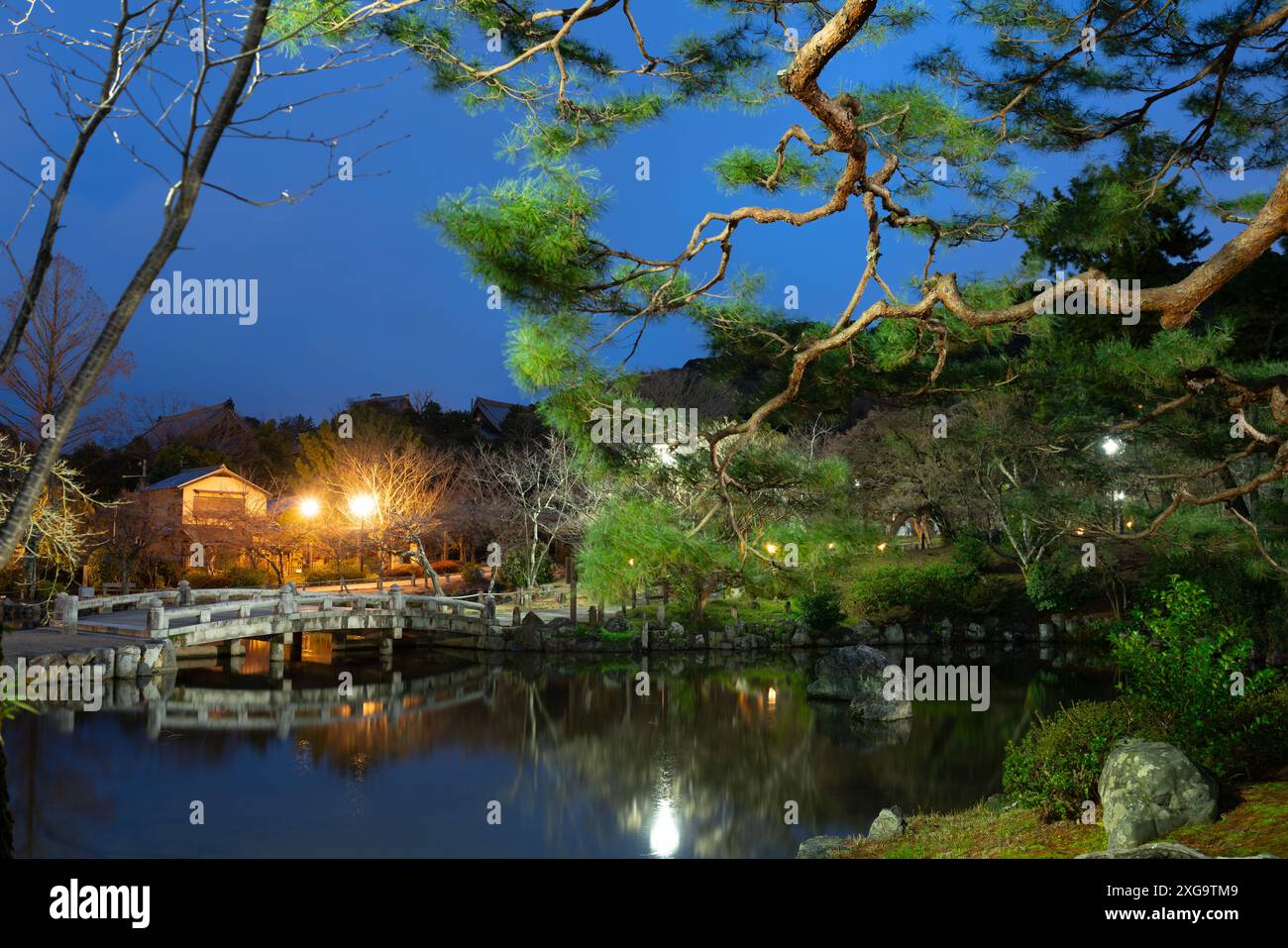 Night view of Maruyama Park traditional garden in Kyoto, Japan Stock Photo - Alamy