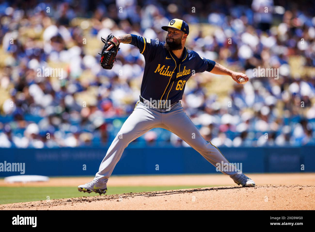 LOS ANGELES, CA - JULY 07: Milwaukee Brewers pitcher Dallas Keuchel (60 ...