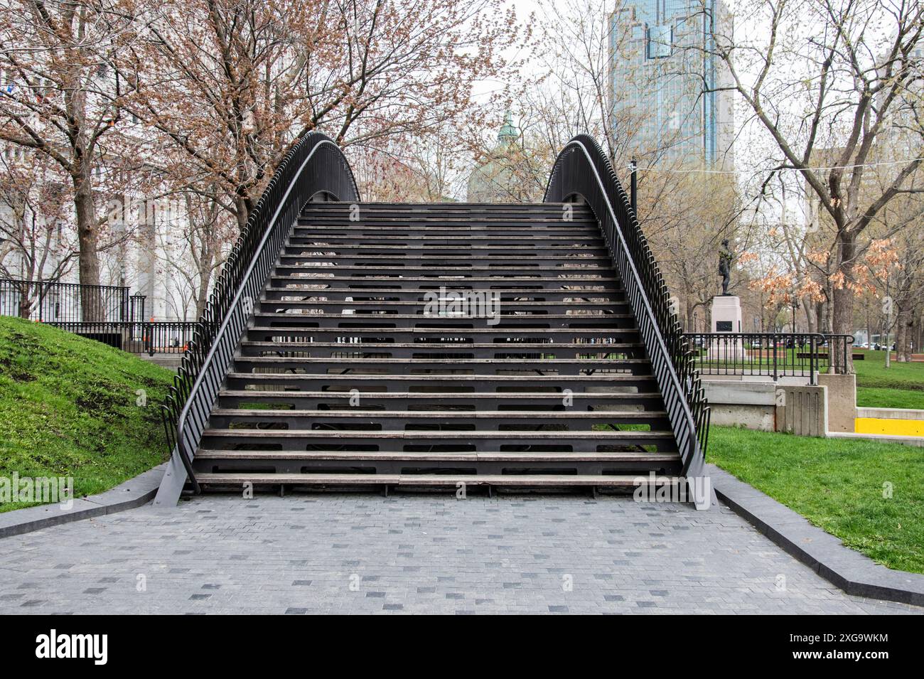 Stairs at Dorchester Square in downtown Montreal, Quebec, Canada Stock ...