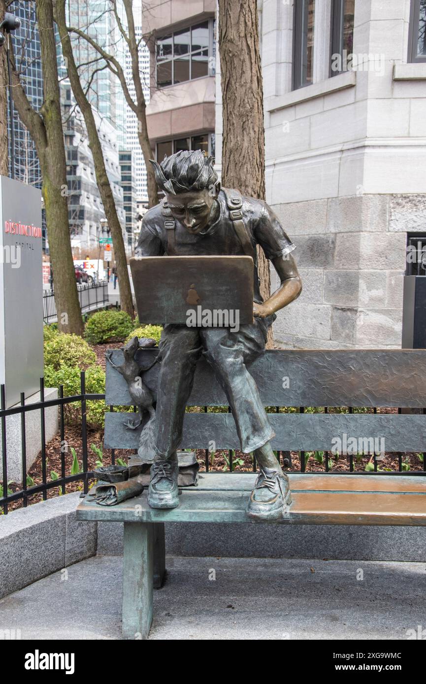 College student statue on Sherbrooke Street in downtown Montreal ...