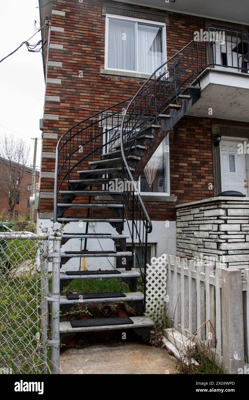 Wrought iron spiral stair case on Lamont Avenue near Angrignon Metro ...