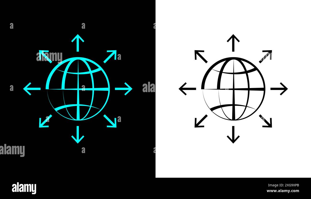 World expansion globe line symbol with arrows Stock Vector Image & Art ...