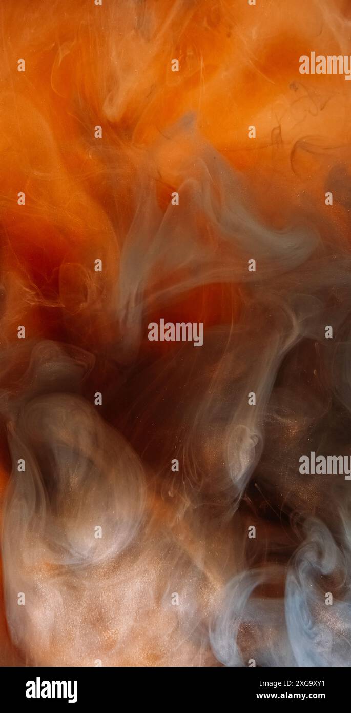 Twisted mist. Steam background. Mystical ink beige orange wave abstract ...