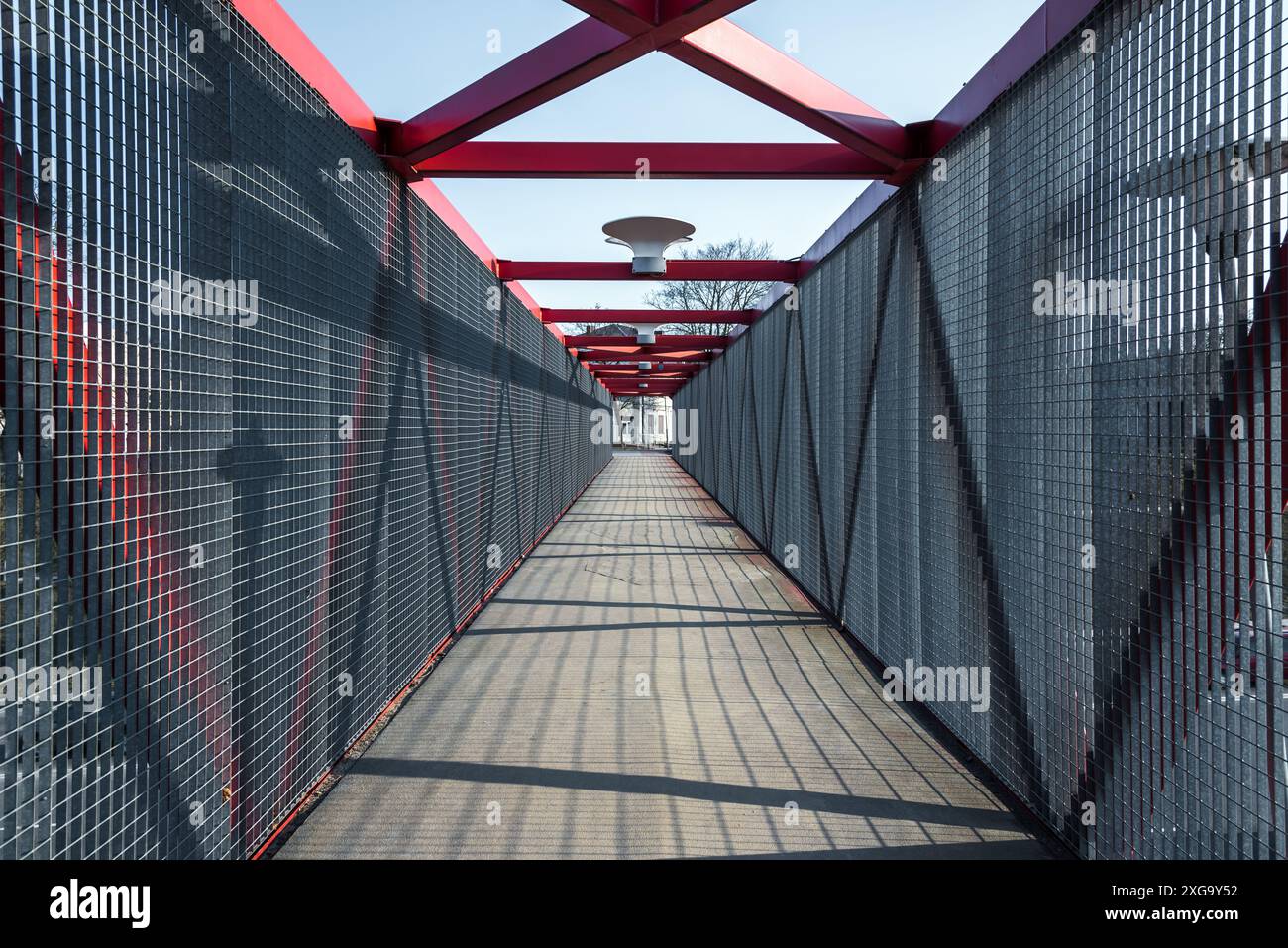 Modern Architecture Metal Pedestrian Footbridge Tunnel. Perspective ...