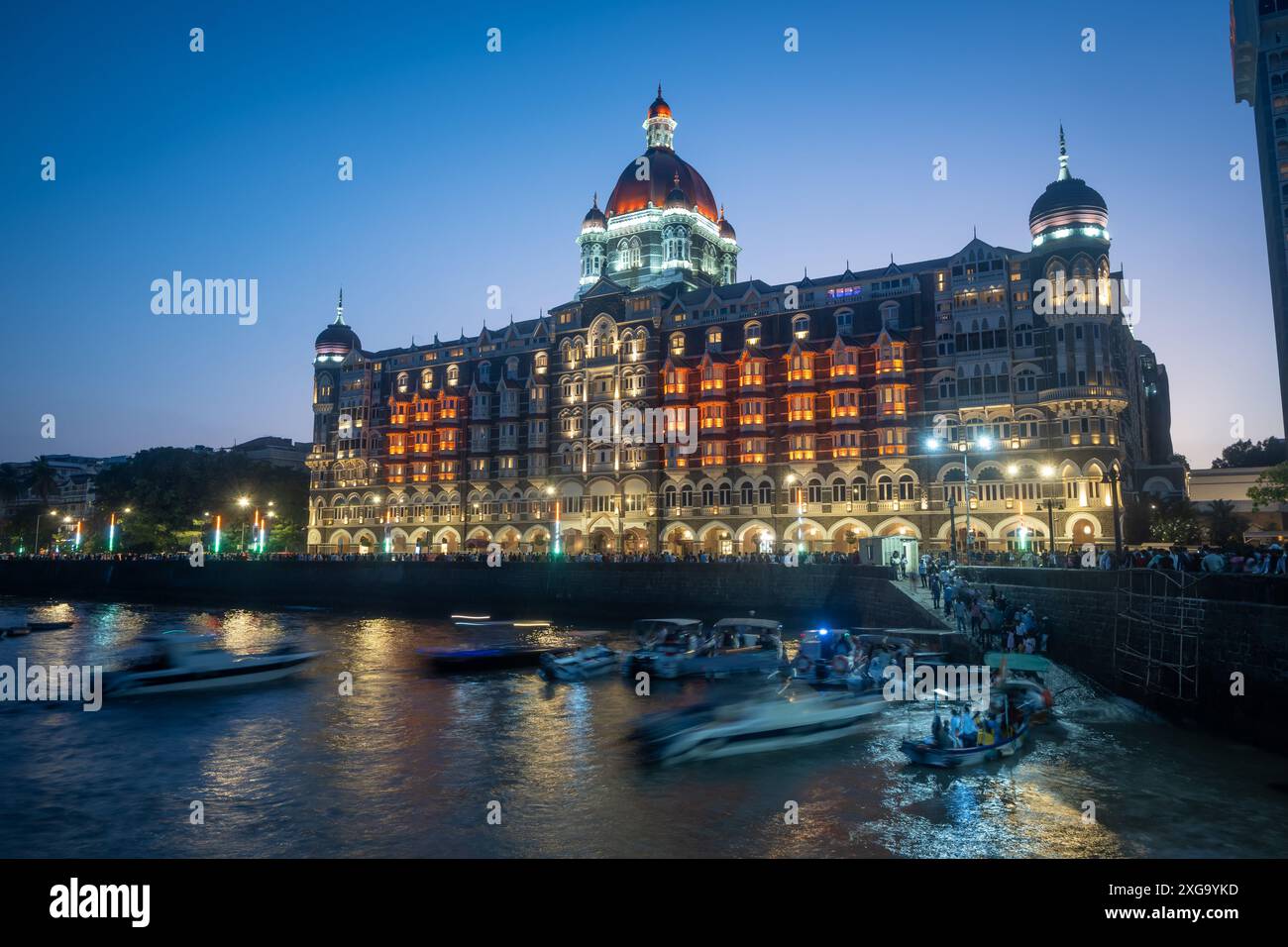 Taj Mahal Palace Hotel at twilight. Iconic Indian luxury hotel in ...