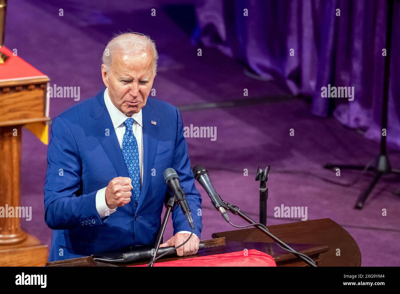 United States President Joe Biden delivers remarks at Mount Airy Church ...
