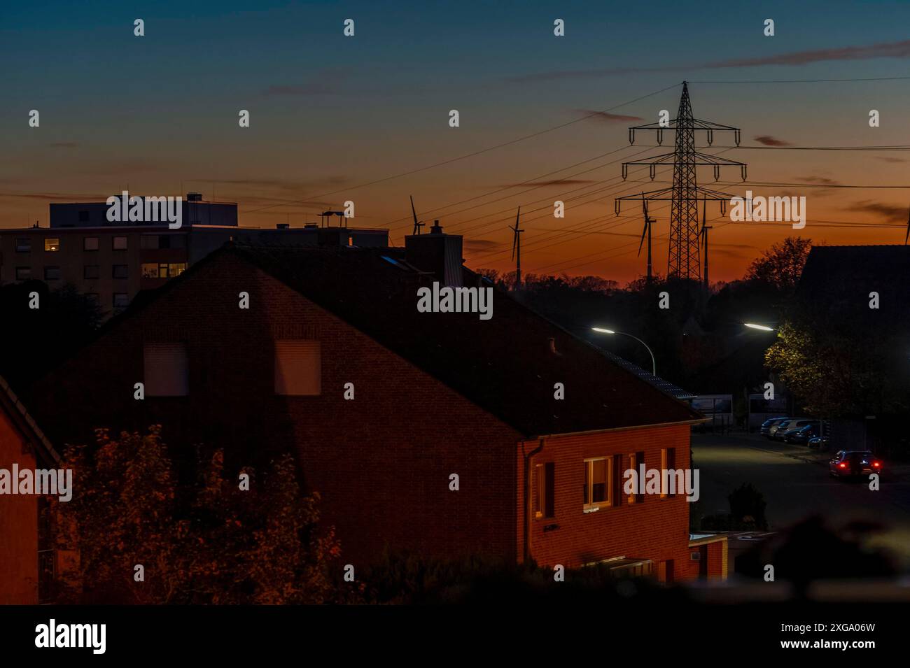 Late blue hour in the residential area Stock Photo - Alamy