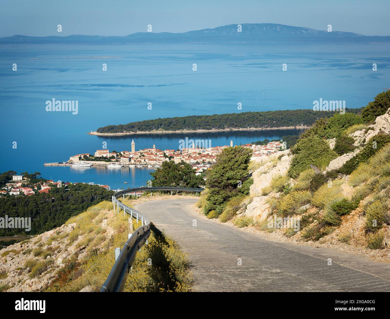 Rab is a Croatian island in the Adriatic Sea, old town encircled by ...