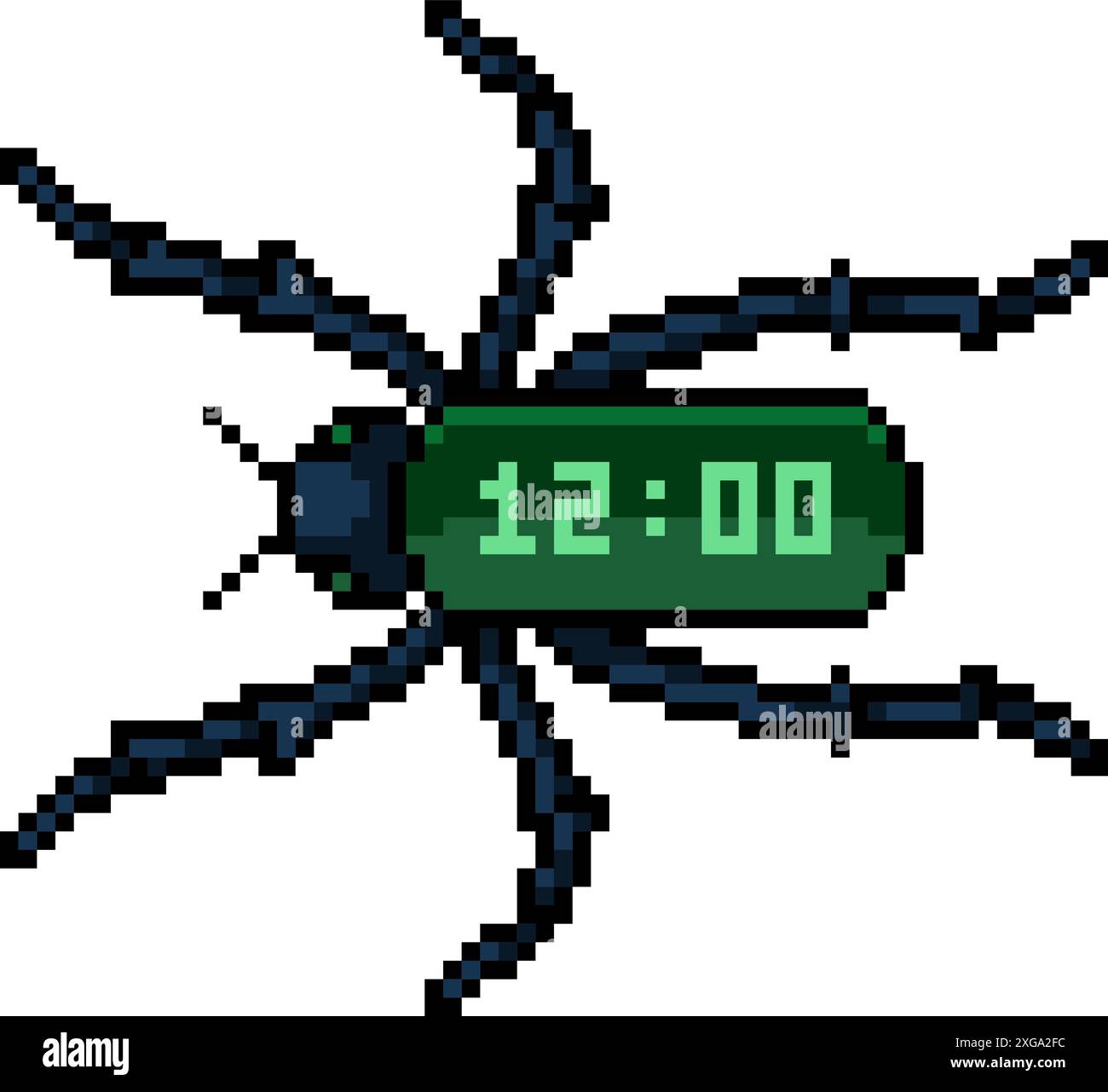 pixel art of digital clock bug isolated background Stock Vector Image ...