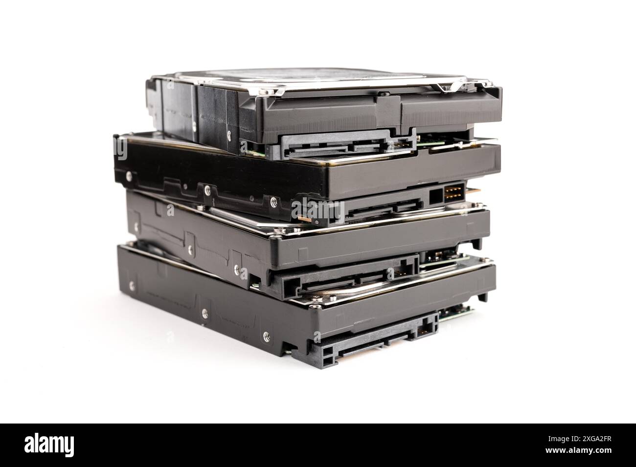 Pile of computer Hard disk drive HDD isolated on white background ...