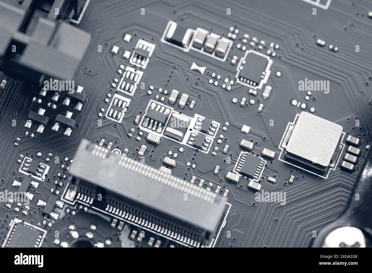 Electronic Circuit Chip of a computer motherboard. Abstract background ...