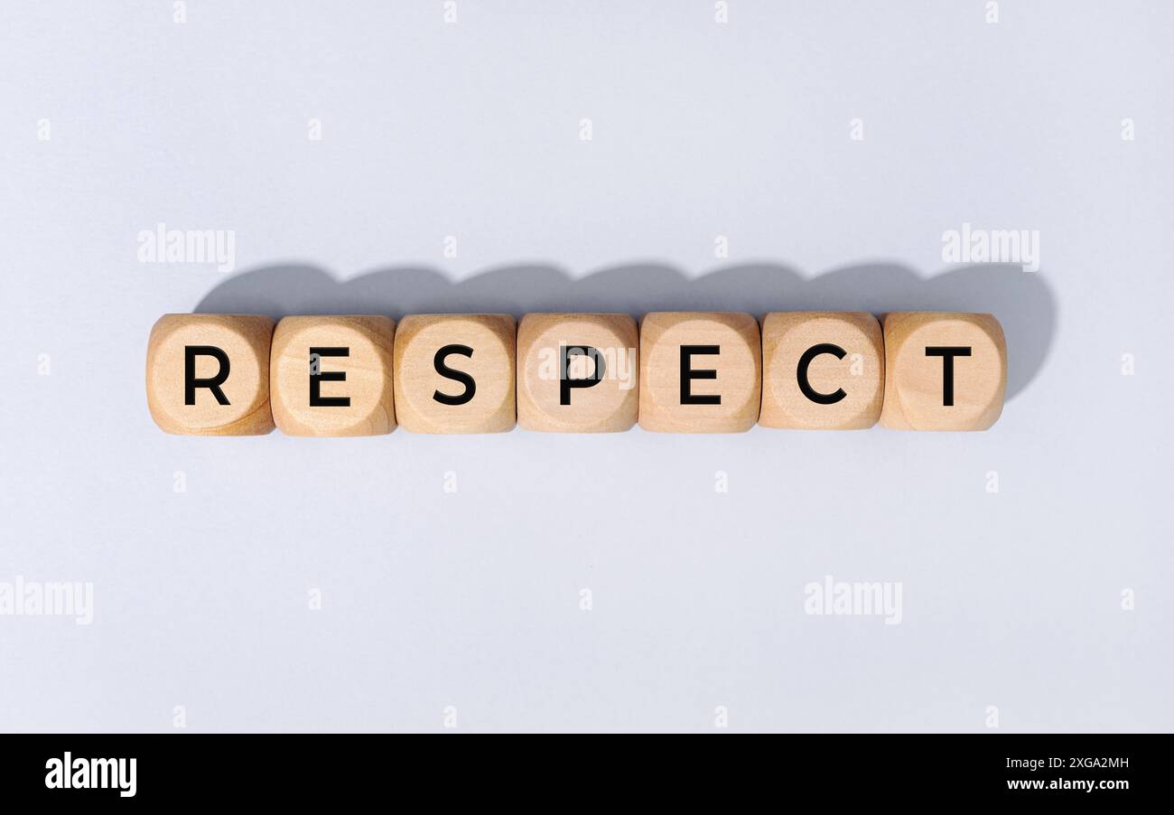 Respect word on wooden blocks isolated on gray background Stock Photo ...