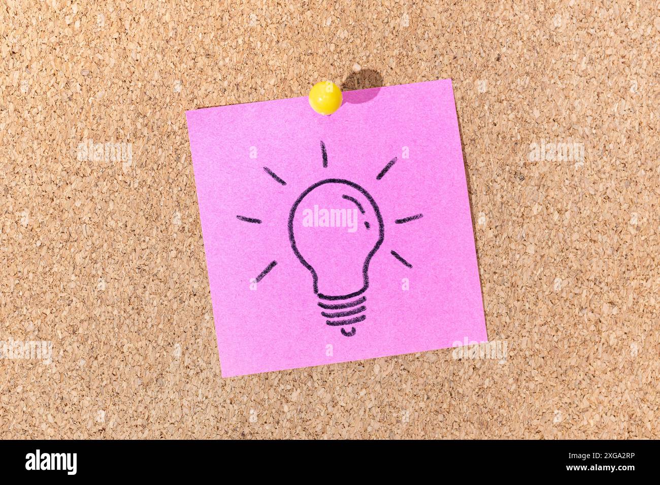 Bright Idea or Creative process concept. Light bulb drawing on sticky ...