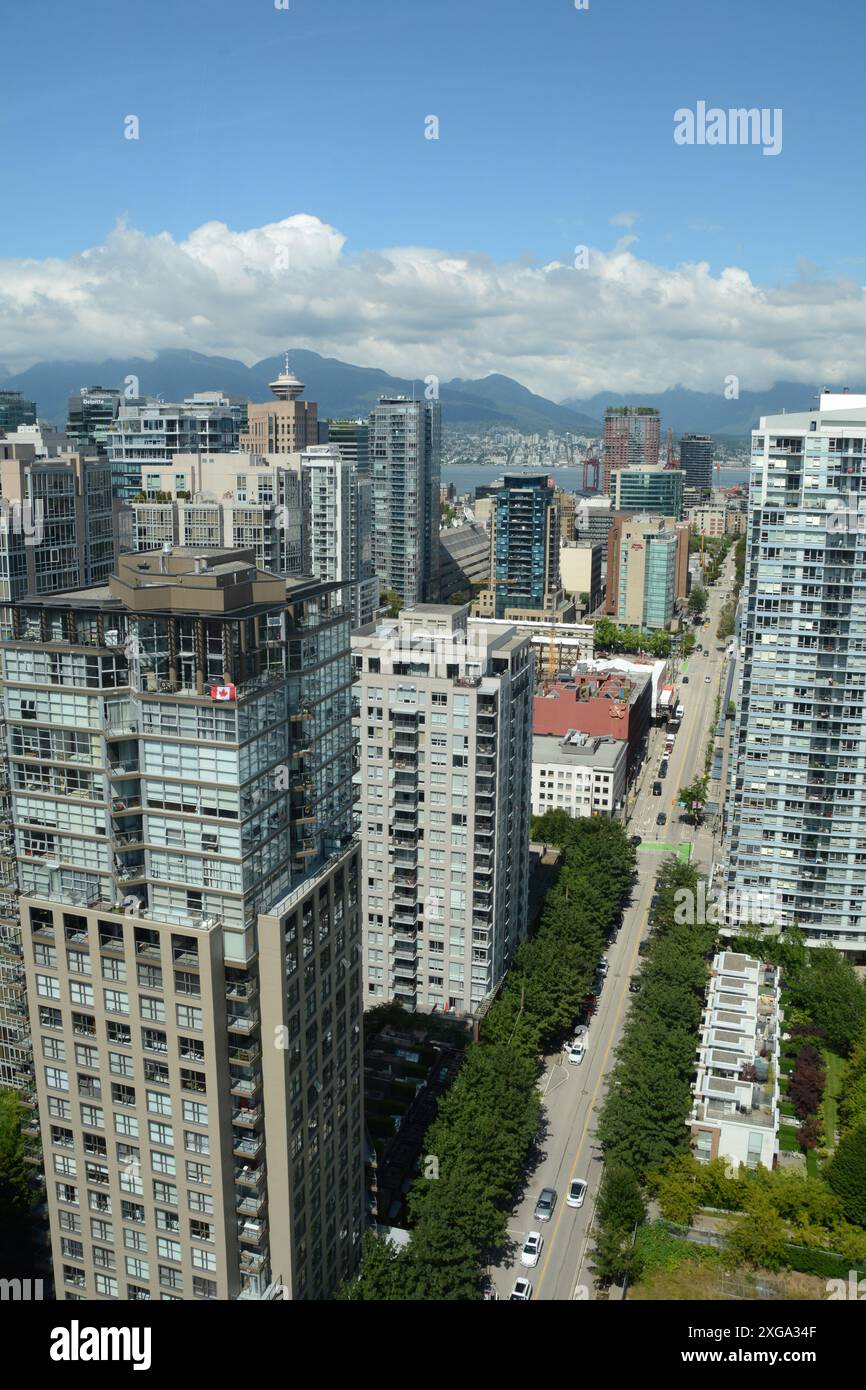 High-rise buildings and condos in Yaletown, downtown Vancouver, looking ...