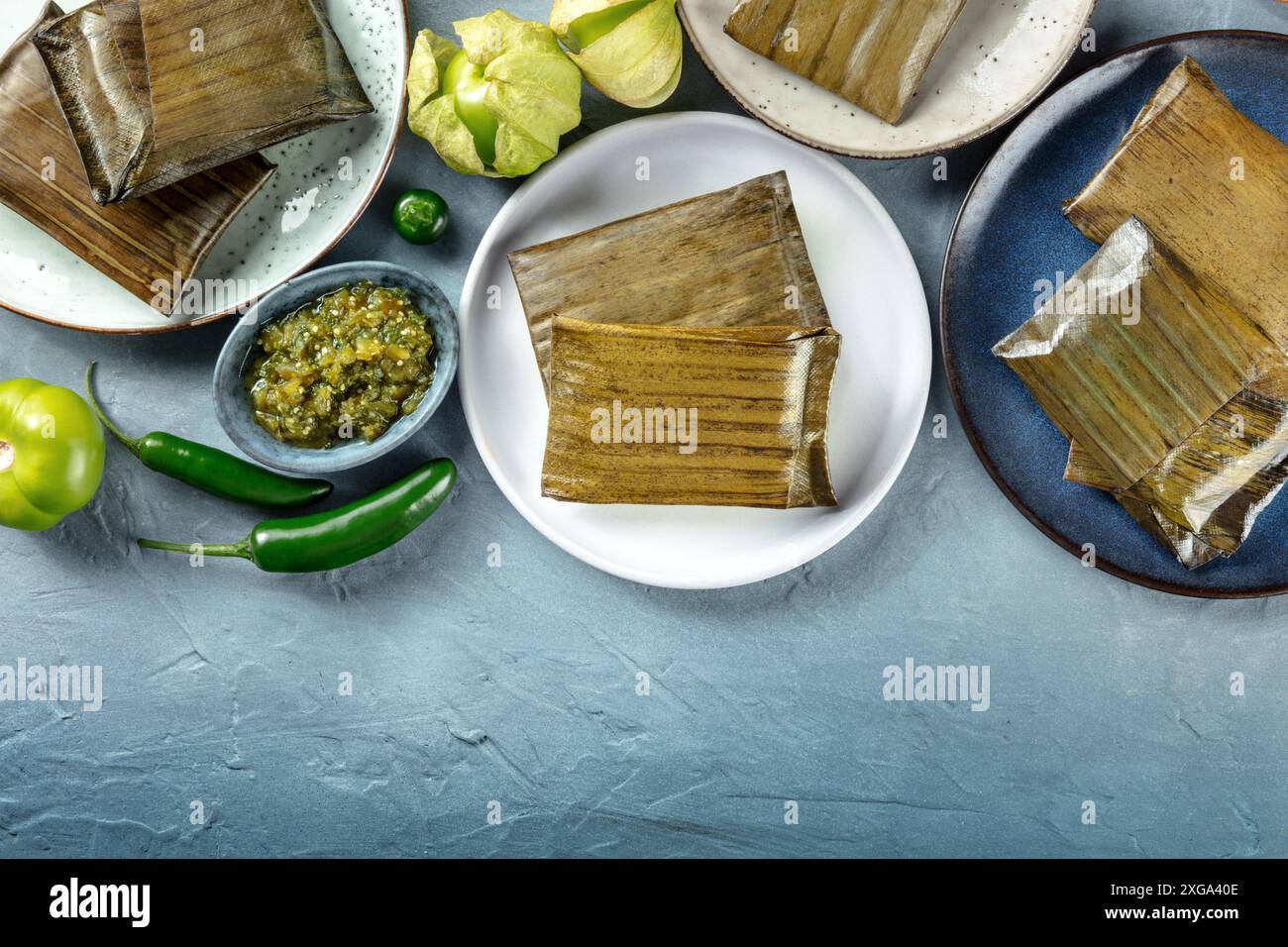 Tamale, traditional dish of the cuisine of Mexico, various stuffings ...