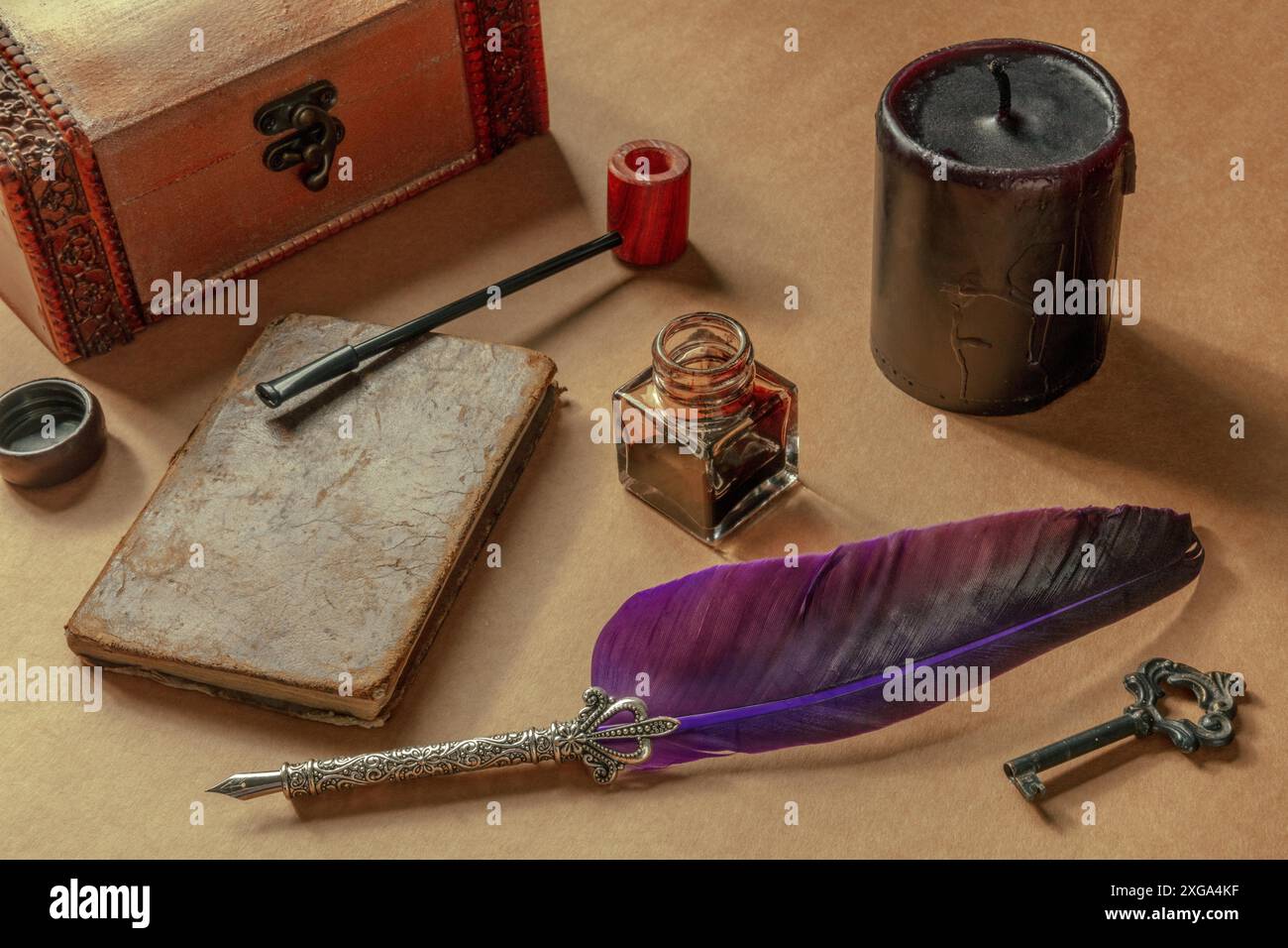 Private detective investigation game play objects. A vintage pipe, a ...