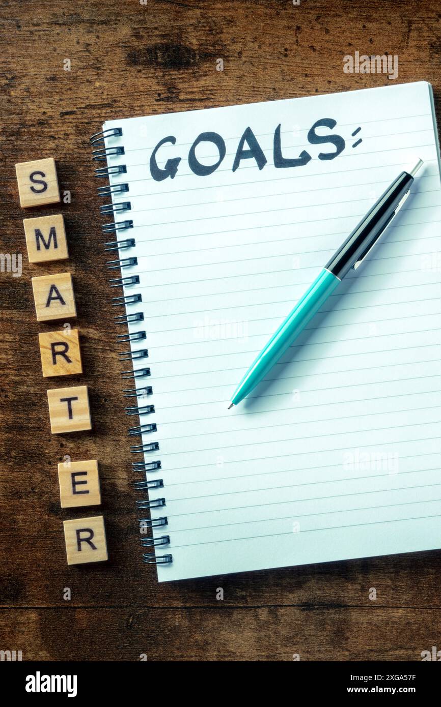 Smarter goals. The concept of goal setting, an overhead shot of a ...