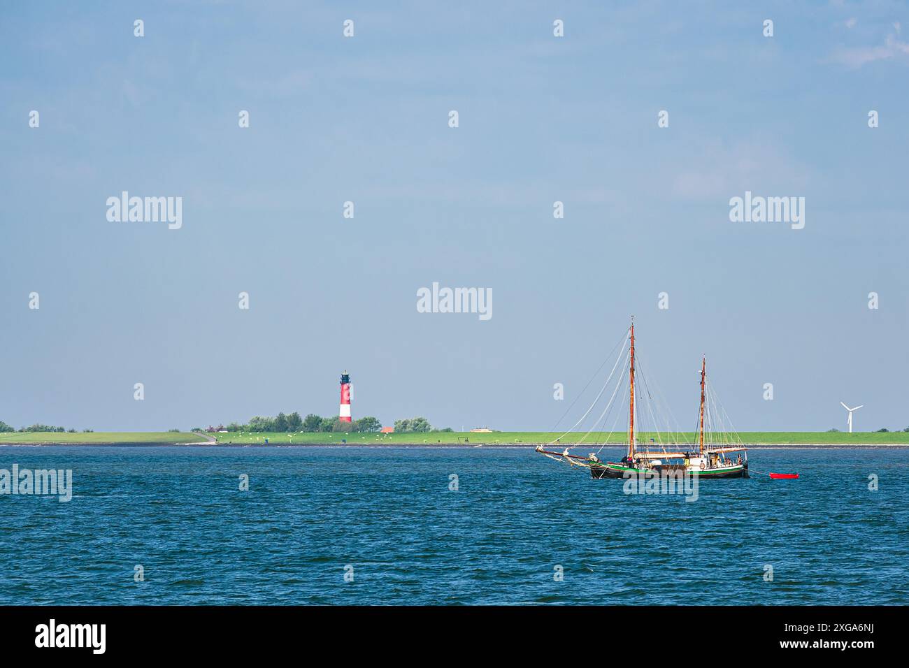 Sailing ship on the North Sea off the island of Pellworm Stock Photo ...
