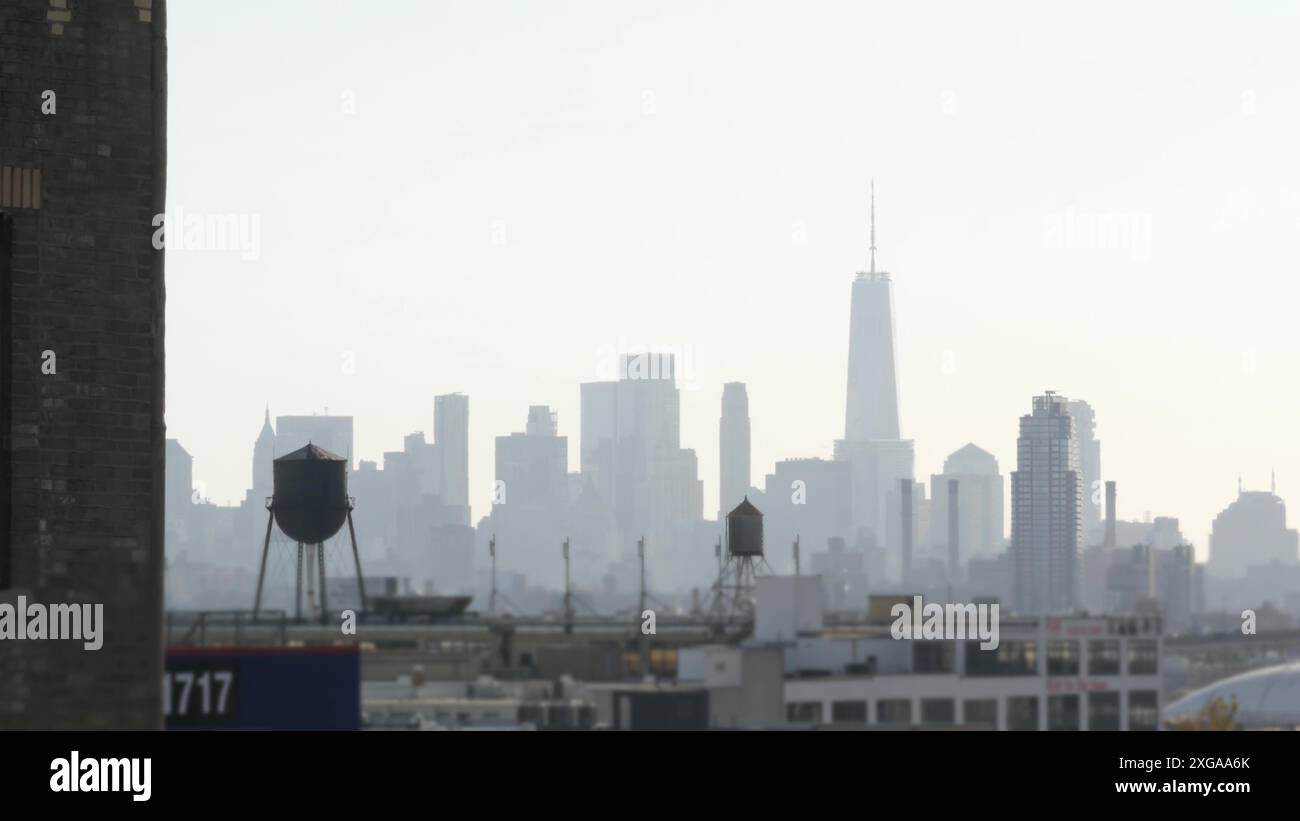 New York City Manhattan downtown financial district skyline cityscape ...