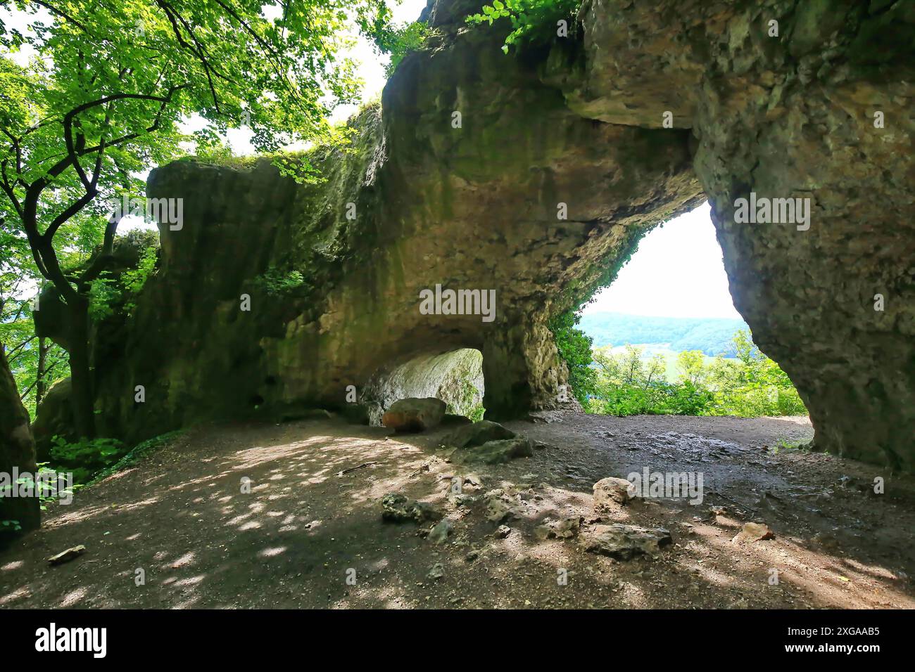 The natural stone bridge or arch near Happurg is a wonder of nature and ...