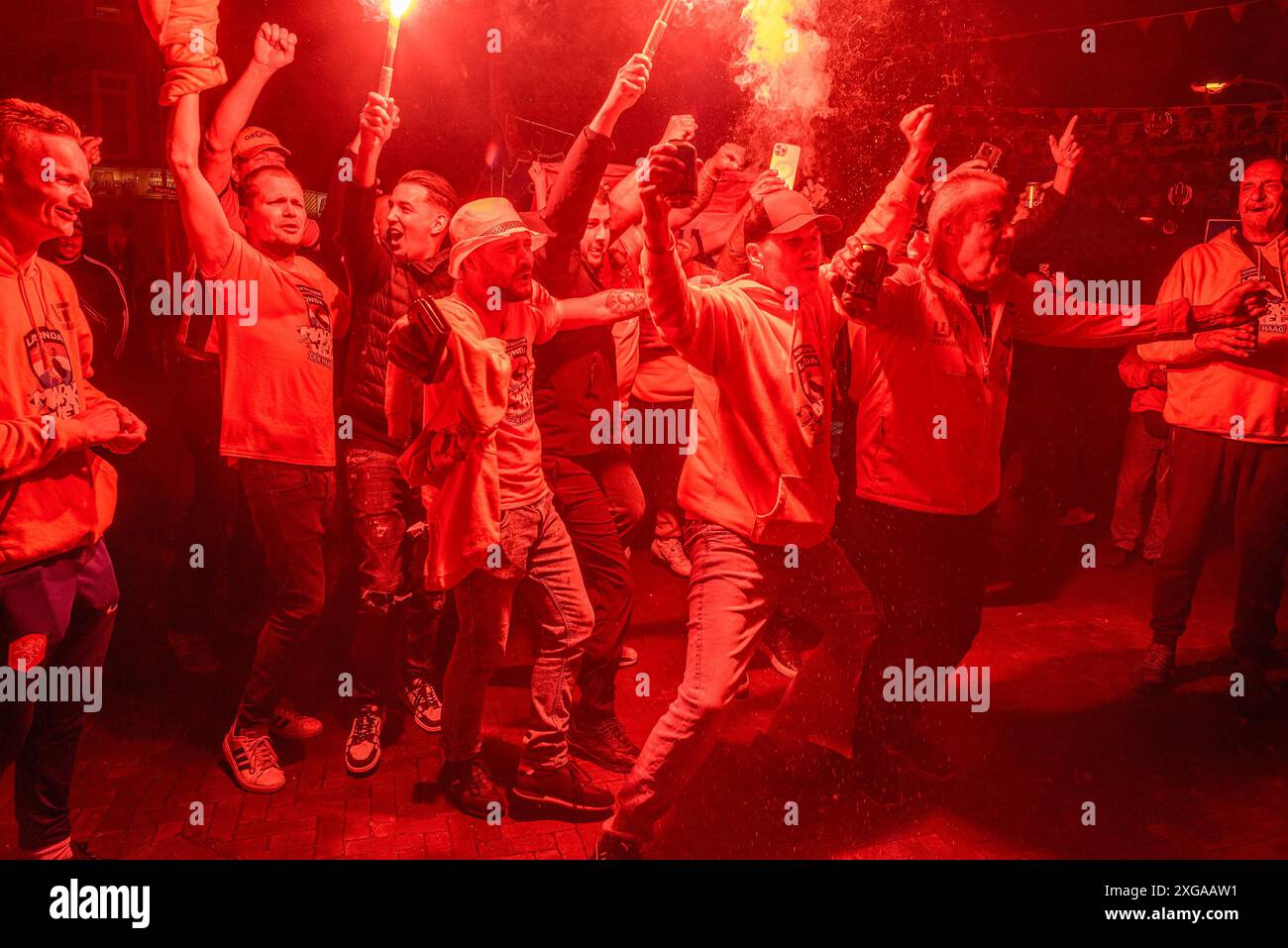 Dutch supporters celebrate their 2-1 win against Turkey, on the ...