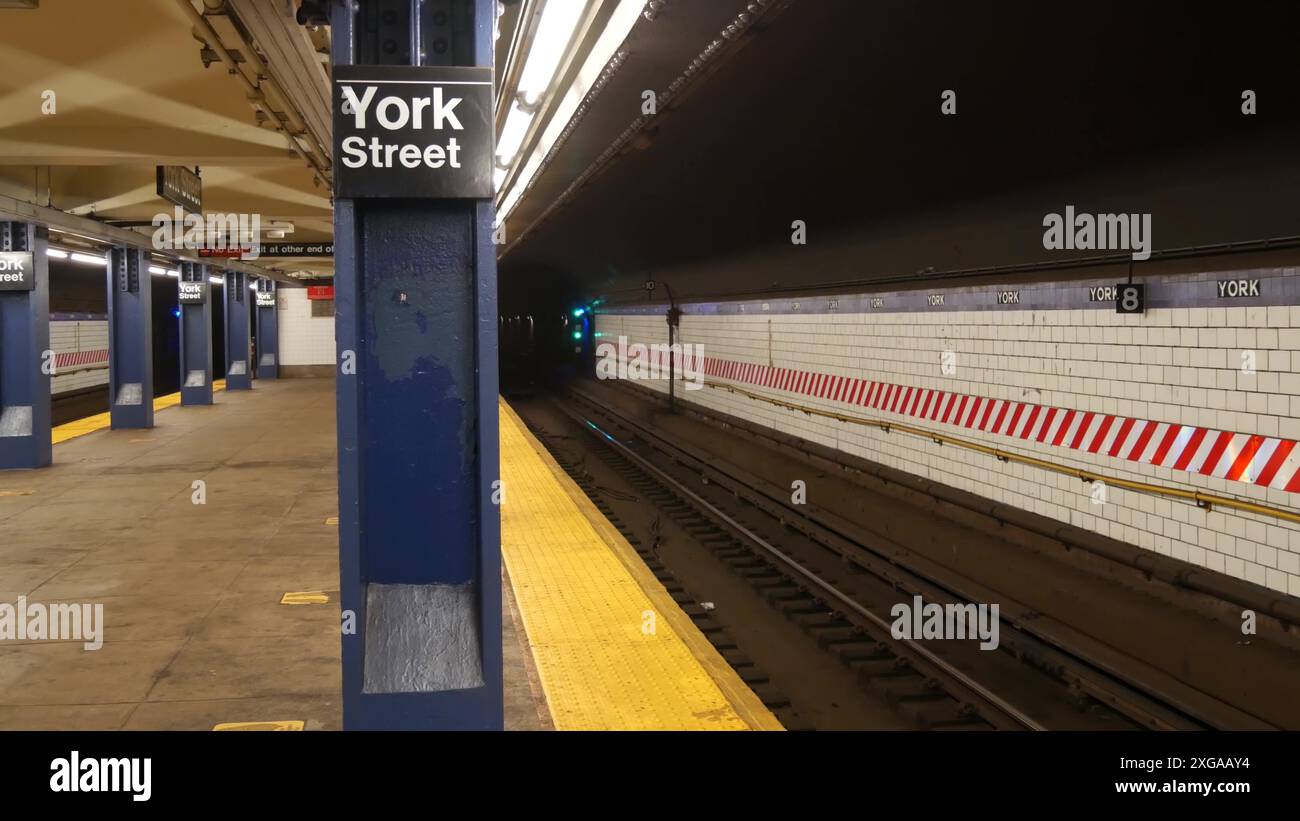 New York City empty subway station interior, underground metropolitan ...