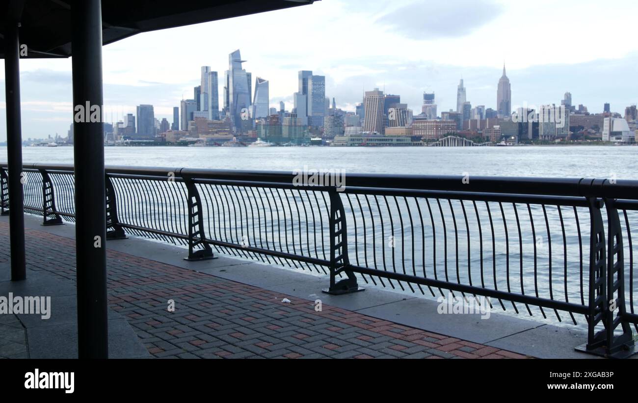 New York City waterfront skyline, Manhattan Midtown Hudson Yards ...