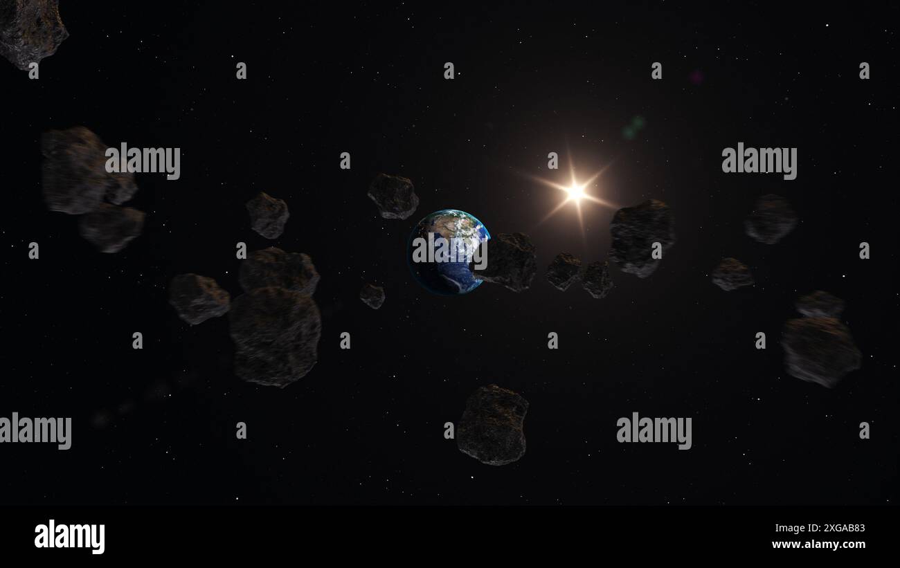 Asteroids Approaching Earth in Space Stock Photo - Alamy