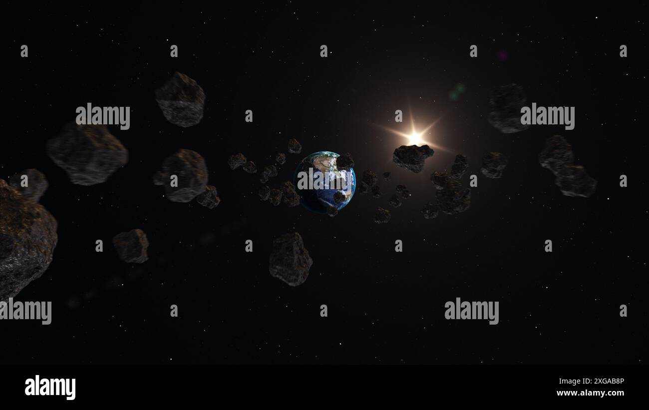Asteroids Approaching Earth in Space Stock Photo - Alamy