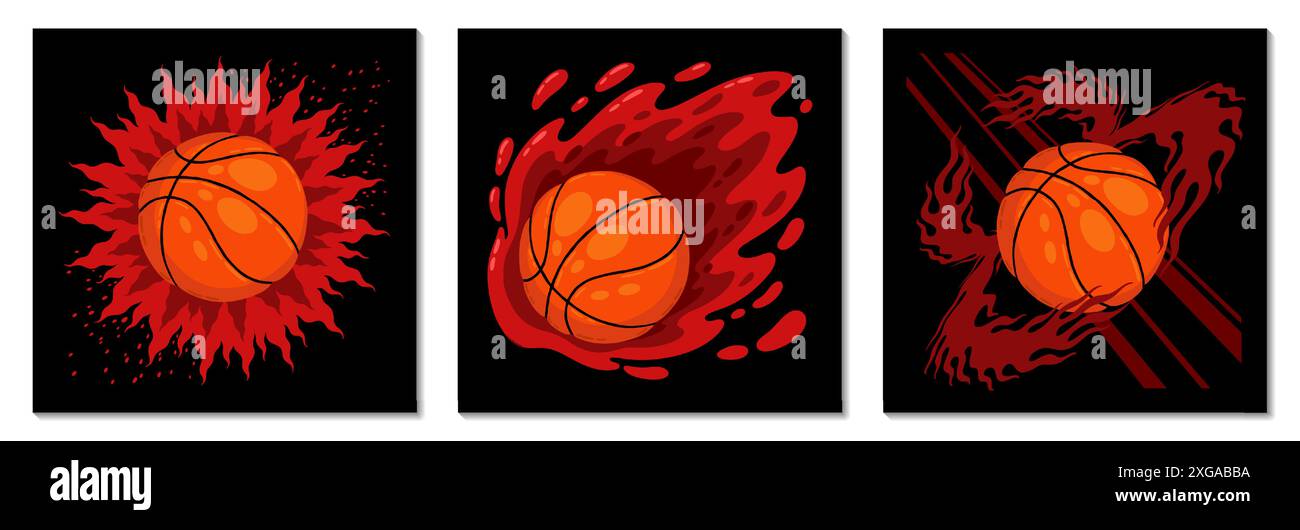 Basketball ball. Sport player logo. Speed meteor shot into basket hoop ...