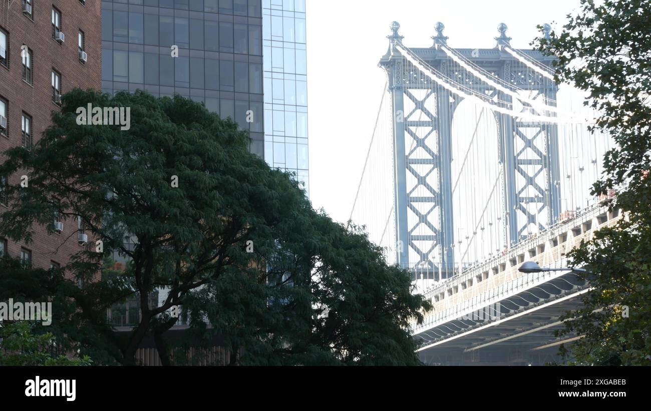 Manhattan Bridge to Brooklyn Dumbo. New York City symbol, USA travel ...