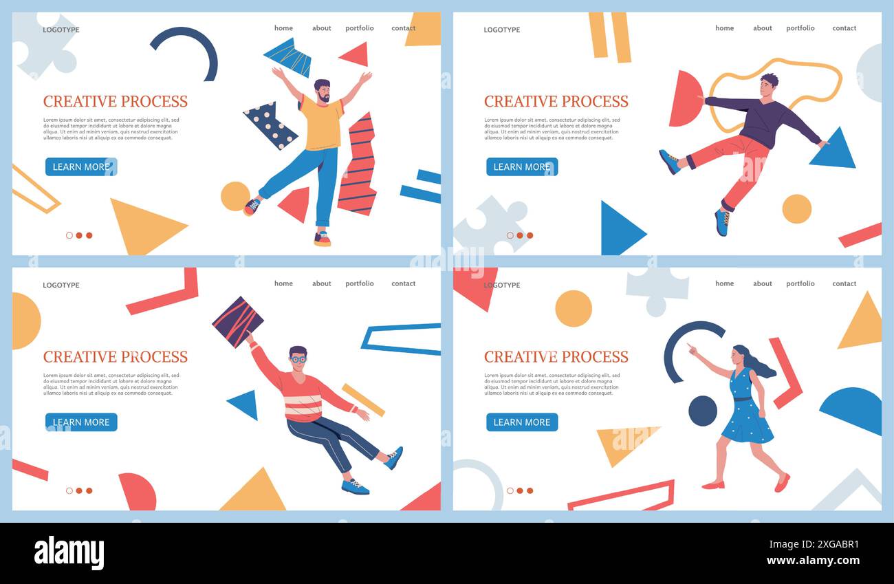 Creative process landing page. Business work brainstorm. Businessman ...