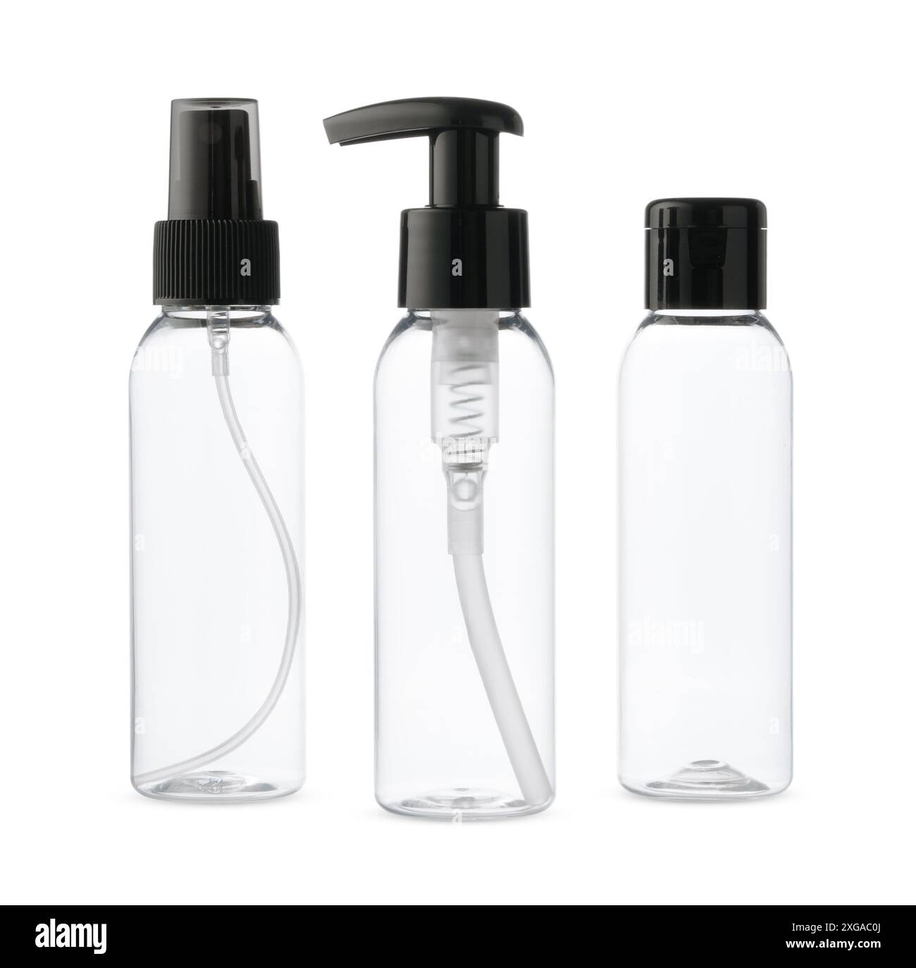 Three Clear Plastic Bottles With Different Dispensers on White ...