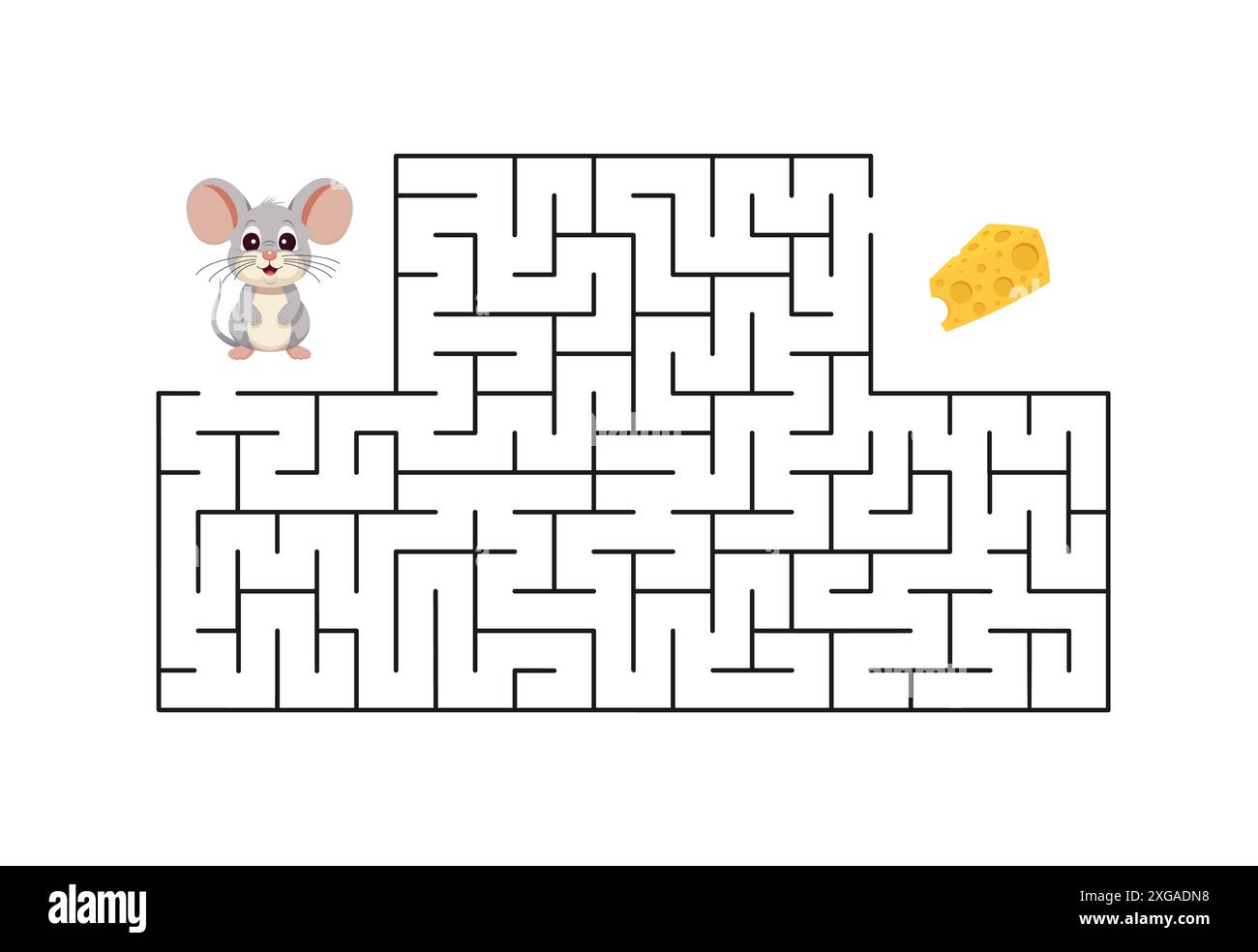 Children's puzzle game. Help the mouse get to the cheese. Vector ...