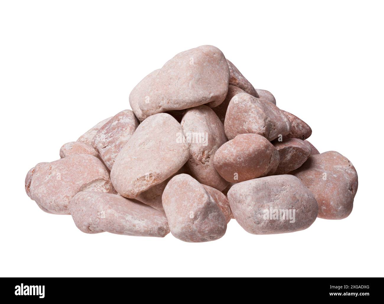 Pink pebbles on white background Stock Photo - Alamy