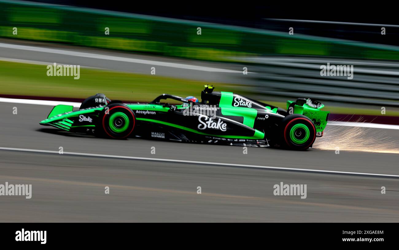 Silverstone, Britain. 7th July, 2024. Kick Sauber's Chinese driver Zhou ...