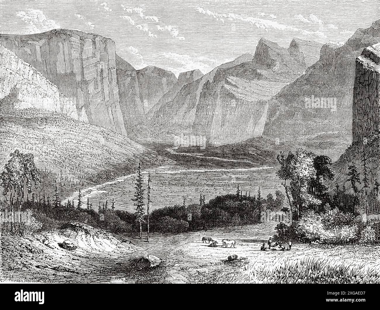 Yosemite National Park valley, bordered on the southeast by Sierra ...