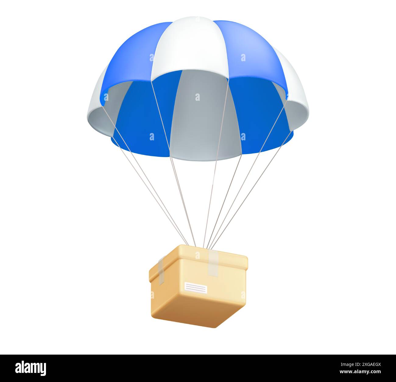 Fast order delivery icon of cardboard parcels on flying parachute ...