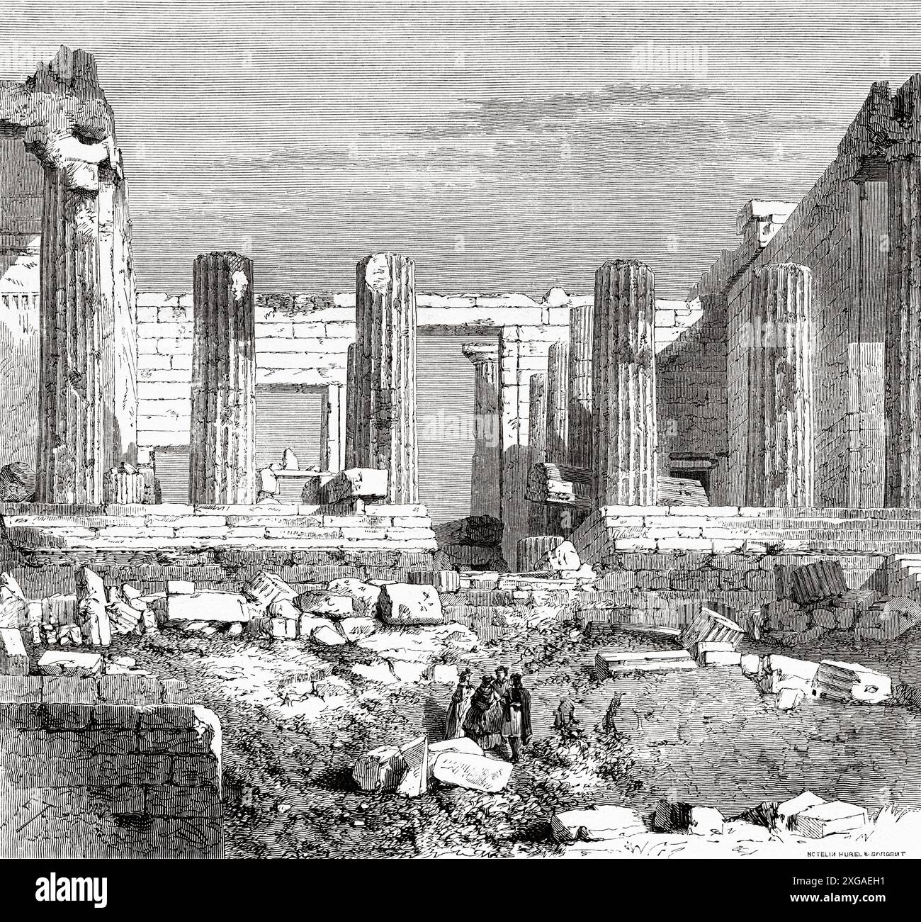 The Propylaea of the Acropolis in Athens, Greece, drawing by Emile ...