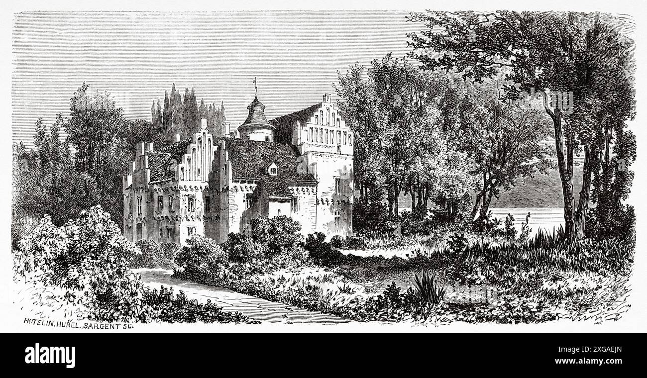 Rygaard castle, Denmark, drawing by Emile Therond (1821- 1883) from ...
