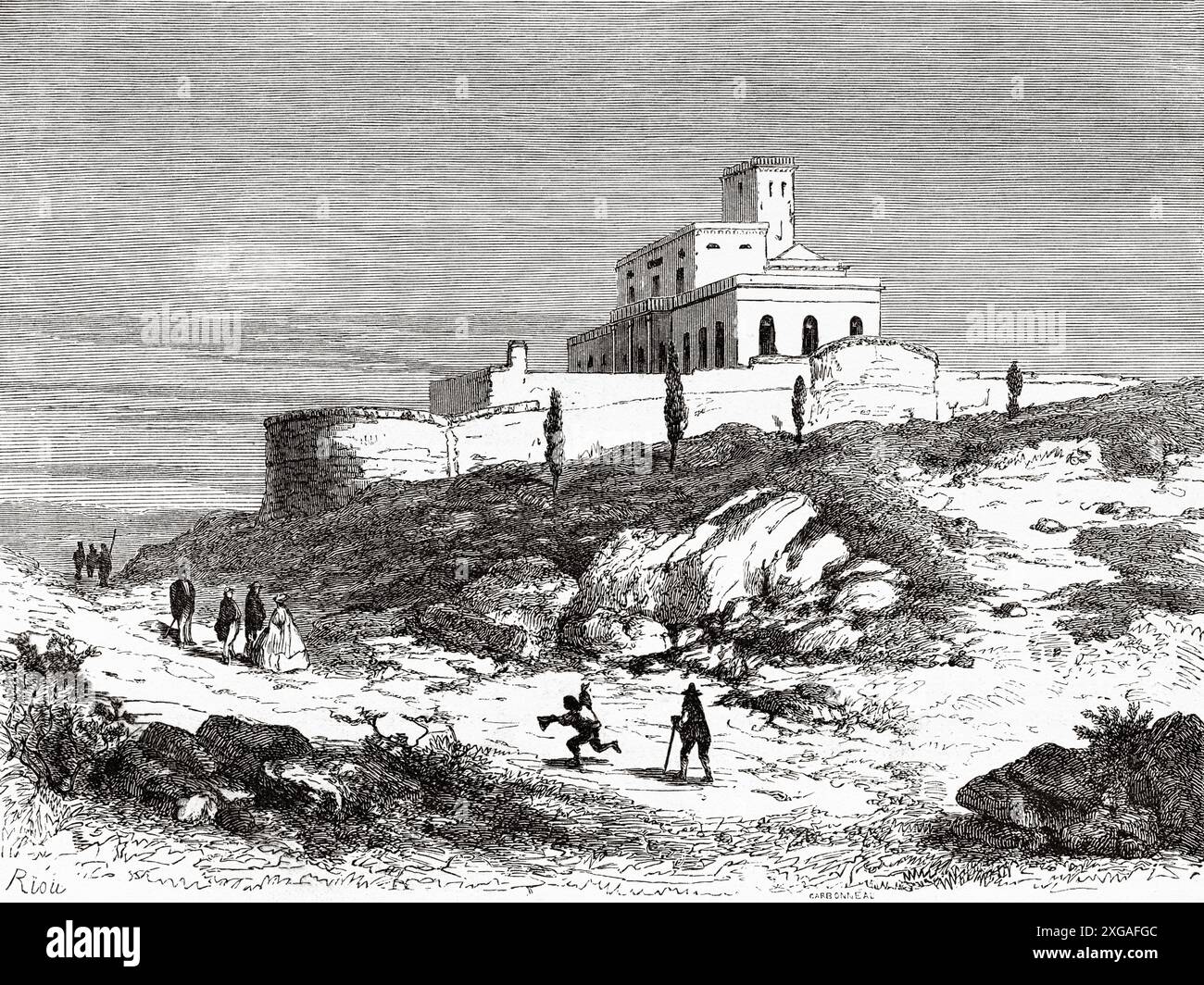 Vesuvius Observatory, Naples. Italy, drawing by Edouard Riou (1833 ...