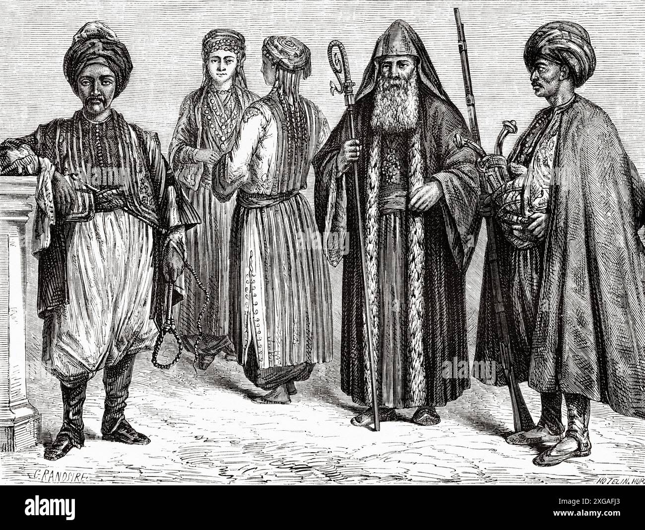 The Christian inhabitants of Taurus, Mersin Province, Turkey, drawing ...