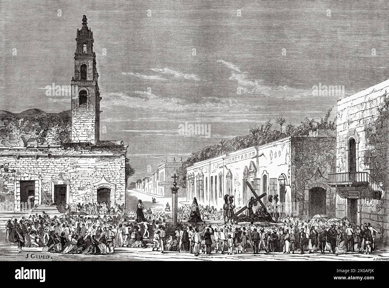 A street in Merida on Good Friday, Mexican Yucatan Peninsula. Mexico ...