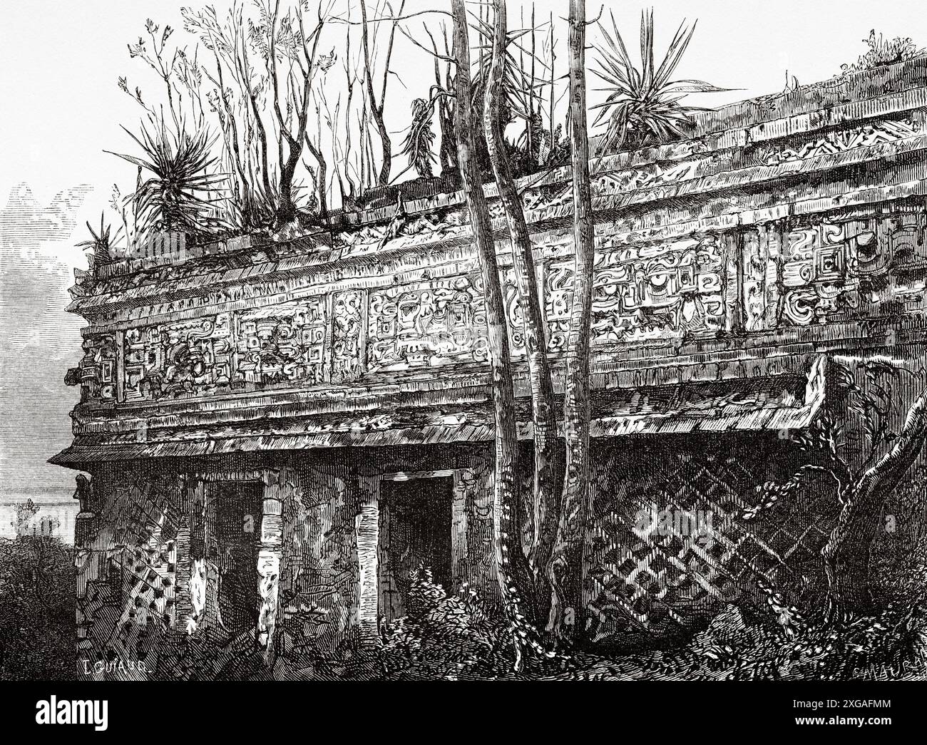 Quadrangle Of The Nuns in Uxmal ruins, Prehispanic Mayan city of Uxmal ...